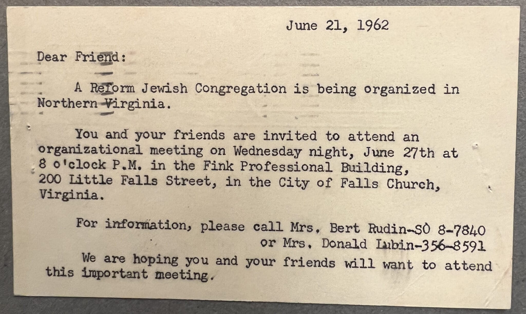 TRS History | Temple Rodef Shalom - Reform Temple in Northern VATemple ...